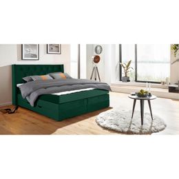 Home Affaire Boxspringbett &raquo;Elegance&laquo; mit sch&ouml;ner Knopfheftung, in den H&auml;rtegraden H2 & H3, inkl. Schubladen gr&uuml;n Samtoptik (100% Polyester);Struktur 