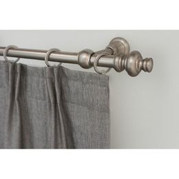 Garesa Gardinenstange &raquo;ANDREA&laquo; &Oslash; 20 mm 1 l&auml;ufig-l&auml;ufig Wunschma&szlig;l&auml;nge Vorhanggarnitur, verl&auml;ngerbar, Endknopf Profil gro&szlig;, mit Ringen silber Metall B/
