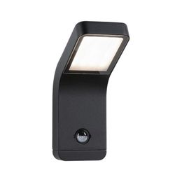 Paulmann LED Au&szlig;en-Wandleuchte &raquo;Kulma IP44 90x174mm 3000K 7,5W 500lm 230V Anthrazit Aluminium&laquo; 1 Stk. Warmwei&szlig; Bewegungsmelder seewasserresistent grau 1, H: 