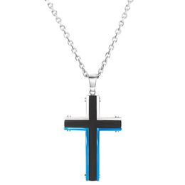 Firetti Herren Kette mit Anh&auml;nger &raquo;Schmuck Geschenk Kreuz&laquo; bunt Edelstahl, L: 55 B: 3mm
