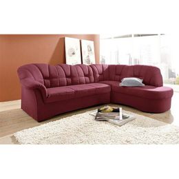 DOMO collection Ecksofa &raquo;Papenburg, zeitlose R&uuml;ckensteppung, elegante Armlehne, L-Form&laquo; mit Ottomane, wahlweise mit Bettfunktion rot Kunstleder 
