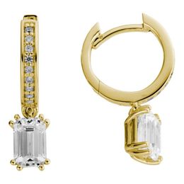 Firetti Damen Paar Creolen &raquo;Schmuck Geschenk Gold 333 Ohrschmuck Ohrringe Baguette Lab Grown&laquo; mit Brillanten gold 1,42, 1,42 VS = sehr kleine 
