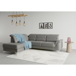 Sit & More sit&more Ecksofa &raquo;Sinatra L-Form&laquo; mit Ottomane, optional mit Kopfteilverstellung und Armteilfunktion grau 100% Polyester B/H/T: 251cm x 85cm x 220cm, 