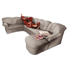 DOMO collection Wohnlandschaft &raquo;Papenburg, zeitlose R&uuml;ckensteppung, bequem, U-Form, Breite 297cm&laquo; in gro&szlig;er Farbvielfalt, wahlweise mit Bettfunktion 