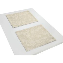 Adam Platzset &raquo;Flower Cuv&eacute;e&laquo; beige Obermaterial: 100% Baumwolle B/L: 30cm x 40cm, 2 Stk., Bio-Baumwolle, eckig