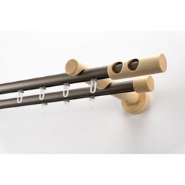 Garesa Gardinenstange &raquo;PANDORA&laquo; &Oslash; 20 mm 2 l&auml;ufig-l&auml;ufig Wunschma&szlig;l&auml;nge Vorhanggarnitur,Innenlaufgarnitur, verl&auml;ngerbar, Knopf m.runden L&ouml;cher beige 