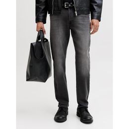 Jack & Jones Jack & Jones Herren Tapered-fit-Jeans &raquo;JJIMIKE mit Stretch, Used-Look und bequemer Passform&laquo; mit Abriebeffekten schwarz 32, L&auml;nge 34