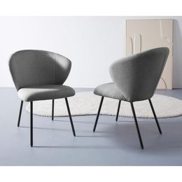 LeGer Home by Lena Gercke Esszimmerstuhl &raquo;Galilea&laquo; (Set) 2 Stk.mit elegantem Strukturstoffbezug und stabilem Metallfu&szlig; grau Polyester B/H/T: 63cm x 