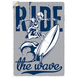 Artland Wandbild &raquo;Reite die Welle&laquo; 1 Stk. tlg. als Alubild, Leinwandbild, Poster, Wandaufkleber in verschied. Gr&ouml;&szlig;en grau B/H/T: 50cm x 70cm, Wandaufkleber 
