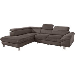 COTTA Ecksofa &raquo;Driver L-Form&laquo; mit Kopfteilverstellung, wahlweise mit Schlaffunktion & Bettkasten braun Struktur (100% Polyester);Chenille (90% 