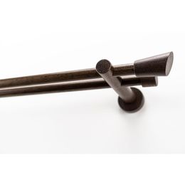 Garesa Gardinenstange &raquo;MOLIS&laquo; &Oslash; 20 mm 2 l&auml;ufig-l&auml;ufig Wunschma&szlig;l&auml;nge Vorhanggarnitur, verl&auml;ngerbar, Wandmontage, Keil, ohne Ringe braun Holzwerkstoff,