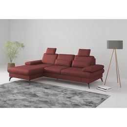 Sit & More sit&more Ecksofa &raquo;Morris L-Form, inkl. Sitztiefenverstellung&laquo; wahlweise mit Armteilverstellung, Schlaffunktion & Bettkasten rot B/H/T: 275cm x 82cm x 