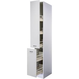Flex-Well Apothekerschrank &raquo;Wito&laquo; (B x H x T) 30 x 200 x 57 cm, mit 5 Ablagen wei&szlig; Holzwerkstoff Wei&szlig;, B/H/T: 30cm x 200cm x 57,1cm