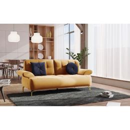 Sit & More sit&more 2-Sitzer &raquo;Orient 1&laquo; inkl. 2 Zierkissen mit Strass-Stein, goldfarbene Metallf&uuml;&szlig;e gold 100% Polyester B/H/T: 198cm x 88cm x 93cm, Samtoptik