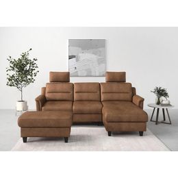 Sit & More sit&more Ecksofa &raquo;Far&ouml; L-Form&laquo; inklusive Federkern, wahlweise mit Schlaffunktion und Bettkasten braun B/H/T: 234cm x 90cm x 168cm, Microfaser, 