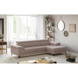 OTTO home Ecksofa &raquo;Astra L-Form, B: 300 cm&laquo; mit Kopfteilverstellung, optional Schlaffunktion & Bettkasten rosa 100% Polyester (PES) B/H/T: 300cm x 