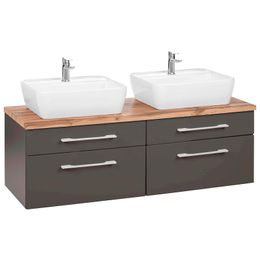 Welltime Waschbeckenunterschrank &raquo;Davos&laquo; Badm&ouml;bel, Waschtisch inkl. Waschbecken, Breite 120 cm grau graphit, B/H/T: 120cm x 55cm x 47cm