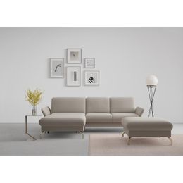 Sit & More sit&more Ecksofa &raquo;Fashion L-Form&laquo; wahlweise mit Kopfteilverstellung, Vorziehsitz, motorisch, Nickelf&uuml;&szlig;e braun B/H/T: 253cm x 84cm x 165cm, Chenille, 