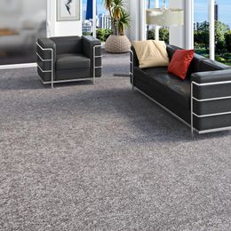 OTTO home Teppichboden &raquo;Rava, Velours, Gesamth&ouml;he 16 mm&laquo; rechteckig Uni Farben, Breite 400 cm, weich, strapazierf&auml;hig, Wohnzimmer grau Kunstfaser B : 