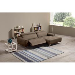 Egoitaliano Ecksofa &raquo;Suzette, Designsofa mit hohem Sitzkomfort&laquo; mit Recamiere, inkl. 1 elektronischen Relaxfunktion, L-Form braun Luxus-Micofaser Lederoptik (100%