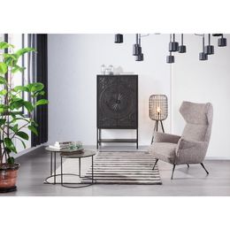 GUTMANN FACTORY Highboard Stauraumschrank, Breite 80 cm schwarz Massivholz B/H/T: 90cm x 160cm x 42cm, Mango, 2 Stk.