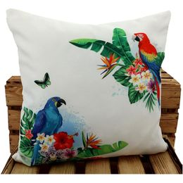 Weckbrodt-Gardinen Dekokissen &raquo;Papagei&laquo; Kissenh&uuml;lle mit F&uuml;llung, Outdoor bunt Polyester B/L: 45cm x 45cm, 1 Stk.