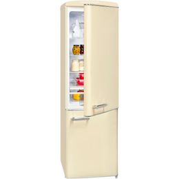 Exquisit K&uuml;hl-/Gefrierkombination &raquo;RKGC250-70-H-160E magnolienweiss&laquo; 181 cm hoch 55 cm breit 244 L Volumen, 4 Sterne Gefrieren beige Rollen hinten - 