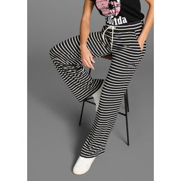 Kangaroos Damen Kangaroos Jerseyhose gestreift mit weitem Beim - NEUE KOLLEKTION schwarz-wei&szlig; 44, N-Gr