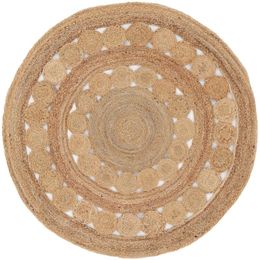 CarpetFine Teppich &raquo;Juteteppich Dana&laquo; rund 5 mm H&ouml;he beige Jute B : 120cm &Oslash; 120cm 1 Stk., 5mm, &Oslash; 120cm