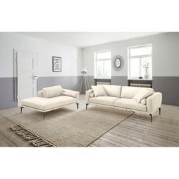 Egoitaliano Polstergarnitur &raquo;Masu, Design trifft sensationellen Sitzkomfort&laquo; Set besteht aus 2,5-Sitzer, freistehende Ottomane und 3 Rollkissen beige Leder &raquo;BULL&laquo;