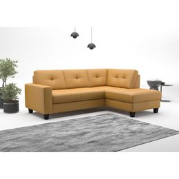 OTTO home Ecksofa &raquo;Varese&laquo; wahlweise mit Schlaffunktion und Bettkasten B/H/T: 226cm x 91cm x 170cm, NaturLEDER Stoff, Ottomane rechts,mit Bettfunktion