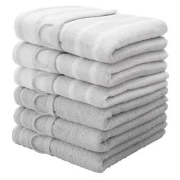 OTTO home Handt&uuml;cher &raquo;Finn&laquo; im 6 teiligen Set, Uni- und gestreiftes Design aus 100% Baumwolle grau Walkfrottee, Obermaterial: 100% Baumwolle B/L: 