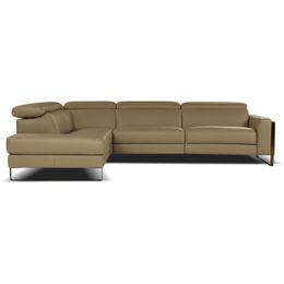 Calia italia Ecksofa &raquo;Pier, Design und erstklassiger Sitzkomfort im Einklang, L-Form&laquo; in hochwertigem Lederbezug, 310 cm Breite beige B/H/T: 310cm x 