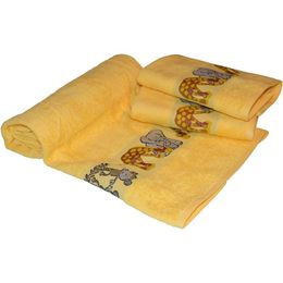 Dyckhoff Handtuch Set &raquo;Affe&laquo; Set mit Tierbord&uuml;re; 2 Handt&uuml;cher (50x100cm), 1 Duschtuch (70x140cm) gelb Obermaterial: 100% Baumwolle Einheitsgr&ouml;&szlig;e