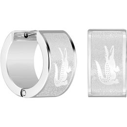 Lacoste Damen Paar Creolen &raquo;BACKHAND&laquo; silber 8mm, Edelstahl