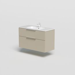 Welltime Waschtisch &raquo;Ahus&laquo; mit Soft-Close-Funktion, Vollausz&uuml;ge, inkl. Waschbecken Breite 100 cm grau 100cm, B/H/T: 101cm x 61,8cm x 46cm