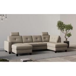 OTTO home Wohnlandschaft &raquo;Varese&laquo; wahlweise mit Schlaffunktion und Bettkasten grau 95%Polyester 5%Polyamid B/H/T: 304cm x 91cm x 170cm, Flachgewebe 
