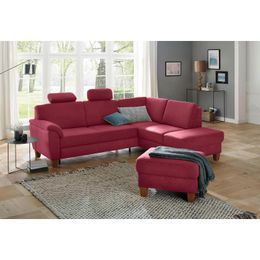 OTTO home Ecksofa &raquo;Alta L-Form&laquo; mit Federkern und Kontrastnaht, F&uuml;&szlig;e Buche eichefarben rot Struktur ( 100% Polyester);Struktur fein ( 100% Polyester);