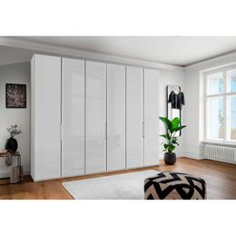 Wiemann Faltt&uuml;renschrank &raquo;Monaco&laquo; mit Glasfront sowie hochwertige Beschl&auml;ge wei&szlig; Floatglas, Holzwerkstoff B/H/T: 295,2cm x 216cm x 58cm, T&uuml;ren: 6 Stk.