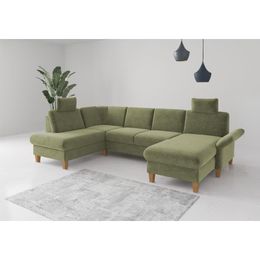 OTTO home Wohnlandschaft &raquo;Rochelle, U-Form&laquo; optional mit Armteilverstellung, mit Schlaffunktion & Bettkasten gr&uuml;n 100% Polyester B/H/T: 314cm x 90cm x