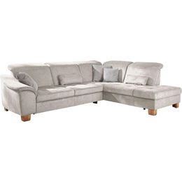 Die PlanBar Ecksofa &raquo;PP-LA23145 L-Form&laquo; inkl. Kopfpolsterverstellung, Federkernpolsterung beige 100% recyceltes Polyester B/H/T: 299cm x 88cm x 243cm,