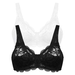 SuSa Damen B&uuml;gelloser BH &raquo;Latina&laquo; zarte Spitze, atmungsaktiv, elastisch, bequem, BH-Set schwarz-wei&szlig; 85, Cup C