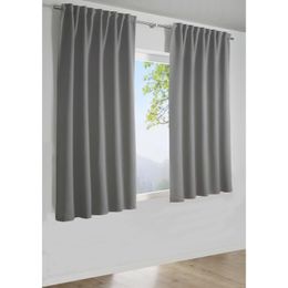 Gardine &raquo;Schal Dimout Uni&laquo; Schlaufen 1 Stk. tlg. mit Gardinenband und verdeckten Schlaufen grau Polyester 175cm, Schlaufen, 140cm