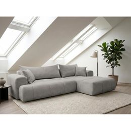 WERK2 Ecksofa &raquo;Ewela-Bubble 265 x 145 cm modern und bequem&laquo; Boucl&eacute;, L-Form, Schlaffunktion, Bettkasten grau 100% Polyester B/H/T: 265cm x 100cm x 