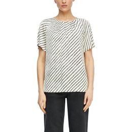 comma, COMMA Damen Shirtbluse, schwarz-wei&szlig;, Gr. 38, gestreift, Web, Obermaterial: 95% Polyester, 5% Elasthan, Blusen, mit Streifen Muster