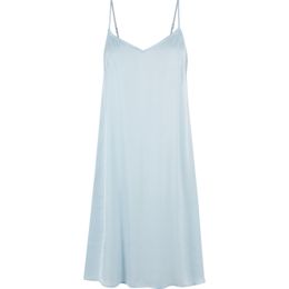 Urban Classics Damen Shirtkleid "Urban Classics Damen Ladies Viscose Satin Slip Dress", blau, Gr. L, unifarben, 100% Viskose, Kleider