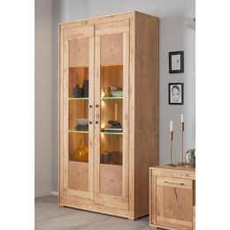 VOGL M&ouml;belfabrik Vitrine H&ouml;he 202 cm braun eichefarben Chalet / Wildeiche Massiv, B/H/T: 107cm x 202cm x 40cm, T&uuml;ren: 2 Stk.