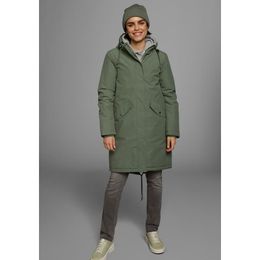 Polarino Damen Parka mit Kapuze Atmungsaktiv, winddicht, wasserdicht, Im Oversize Look, weite Form gr&uuml;n 40