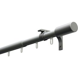 Gardinia Gardinenstange &raquo;Set&laquo; &Oslash; 22 mm 1 l&auml;ufig-l&auml;ufig ausziehbar 1-Lauf grau L: 100cm - 190cm &Oslash; 22mm, 1 Stk., 1 l&auml;ufig