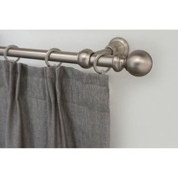 Garesa Gardinenstange &raquo;ANDREA&laquo; &Oslash; 20 mm 1 l&auml;ufig-l&auml;ufig Wunschma&szlig;l&auml;nge Vorhanggarnitur, verl&auml;ngerbar, Endknopf Kugel lang, mit Ringen silber Metall B/L